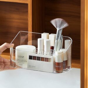 acrylic makeup cosmetic organizer countertop cute small clear vanity dresser bathroom corner beauty skincare lotion organizer box storage tray holder tray