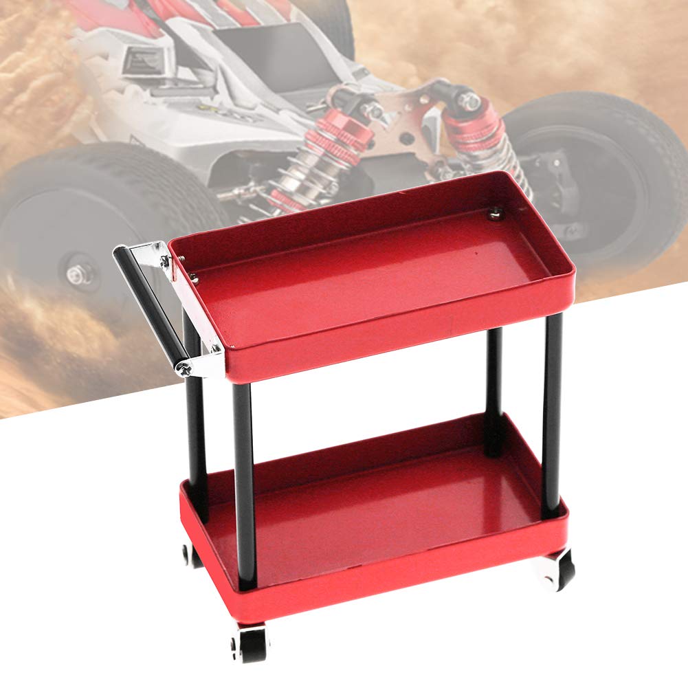 VGEBY Tools Trolley Kit, 2 Tier Tools Storage Trolley Mobile Workshop Garage Repair RC Accessories for 1/8 1/10 1/12 1/16 Scale Model Large Size(Red) Figlot Rc 1/87 Scale Grease