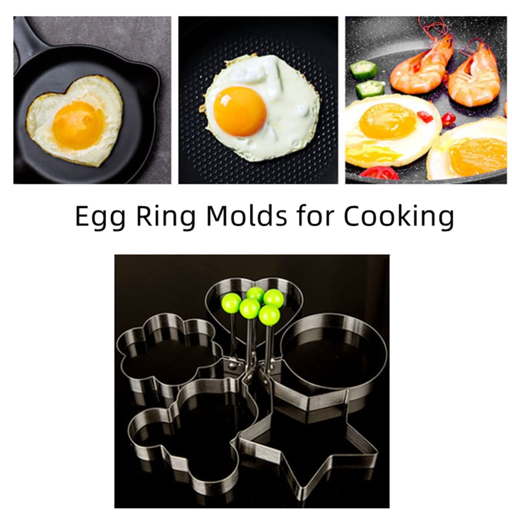 BRYHZKCM 5 PCS Egg Ring Pancake Mold Creative Stainless Steel Omelette Cooking Mold Non-Stick Kitchen Cooking Tools