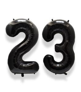 aule 40 inch large 23 balloon numbers black, big foil number balloons, giant helium happy 23th birthday party decorations for man and women, huge mylar anniversary party supplies