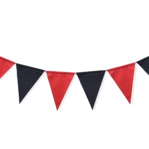 Uniwish Pre-Strung Black and Red Triangle Flag Banner Garland for Graduation Baby Shower Birthday Party Decorations Indoor Outdoor Photo Backdrop