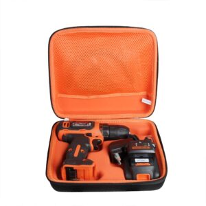 hermitshell hard travel case for black+decker 20v max cordless drill/driver with 30-piece accessories (ld120va) (black+orange)