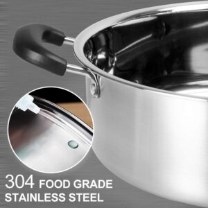 Shabu Hot Pot Stainless Steel,Chinese Induction Shabu Pot with Divider for Kitchen Cooker, Gas Stove