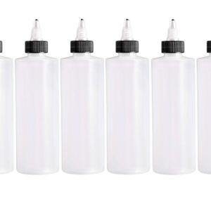 ljdeals 8 oz Plastic Squeeze Bottles, Natural Cylinder Bottles with Twist Caps, Pack of 6, BPA Free, Made in USA