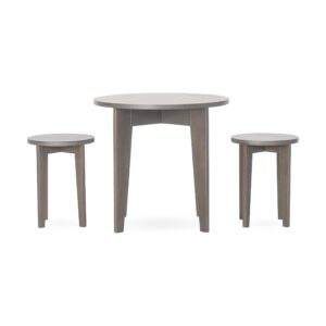 Child Craft Cirque Wooden Kids Table and 2 Chair Set, 3-Piece, Includes Wooden Kids Table with 4 Legs and 2 Modern Chairs, Non-Toxic, Baby Safe Finish (Cool Gray)