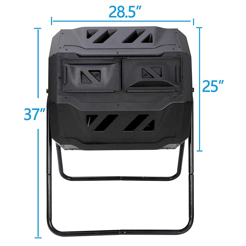 FMXYMC Composters Tumbling Or Rotating Outdoor, Large 160L Compost Tumbler Bin, Outdoor Garden Rotating Waste Bin All Season, Heavy Duty Capacity Composter, Black