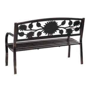 Plow & Hearth Weatherproof Outdoor Bench | Holds Up to 300 lbs | Garden Patio Porch Park Deck | Metal | Bronze