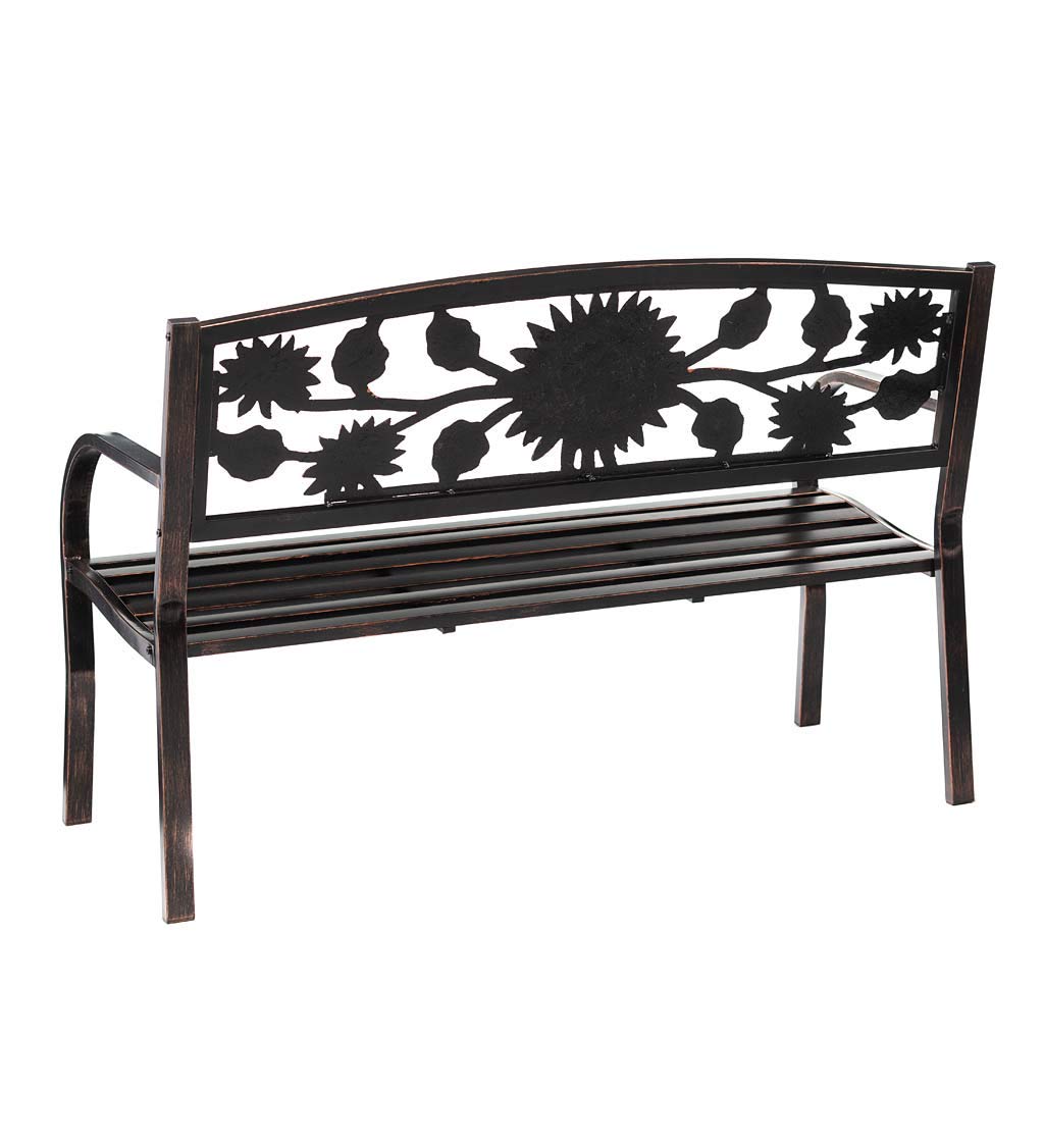 Plow & Hearth Weatherproof Outdoor Bench | Holds Up to 300 lbs | Garden Patio Porch Park Deck | Metal | Bronze