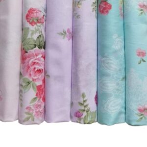 Mililanyo 6pcs 18x22inches (46x56cm) Floral Fat Quarters Fabric Pre-Cut Quilt Squares Cotton Fabric Squares for Patchwork Quilting and DIY Sewing Projects (Blue Pink Purple)