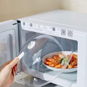 Microwave Splatter Cover for Food,Clear Microwave Splash Guard Cooker lid with Handle,BPA-Free,Soft Plastic