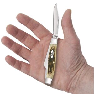 CASE KNIVES: Amber Bone Peach Seed Jig Chrome Vanadium Medium Stockman - Model #: 00079