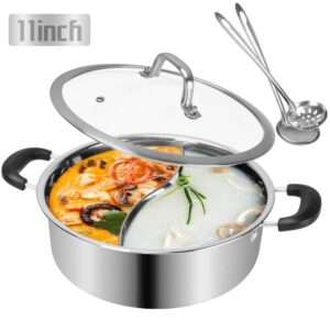 shabu hot pot stainless steel,chinese induction shabu pot with divider for kitchen cooker, gas stove