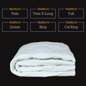 Down Etc | Hotel Waterproof Mattress Pad Lily Pads® | 100% Cotton Twill Diamond Quilted | Bed Protector with Fitted Skirt | King Size, White