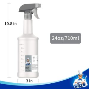 MR.SIGA 24 oz Empty Plastic Spray Bottles for Cleaning Solutions, Heavy Duty Household Reusable Spray Bottles with Measurements and Adjustable Leak Proof Nozzle, 3 Pack