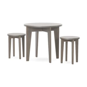 child craft cirque wooden kids table and 2 chair set, 3-piece, includes wooden kids table with 4 legs and 2 modern chairs, non-toxic, baby safe finish (cool gray)