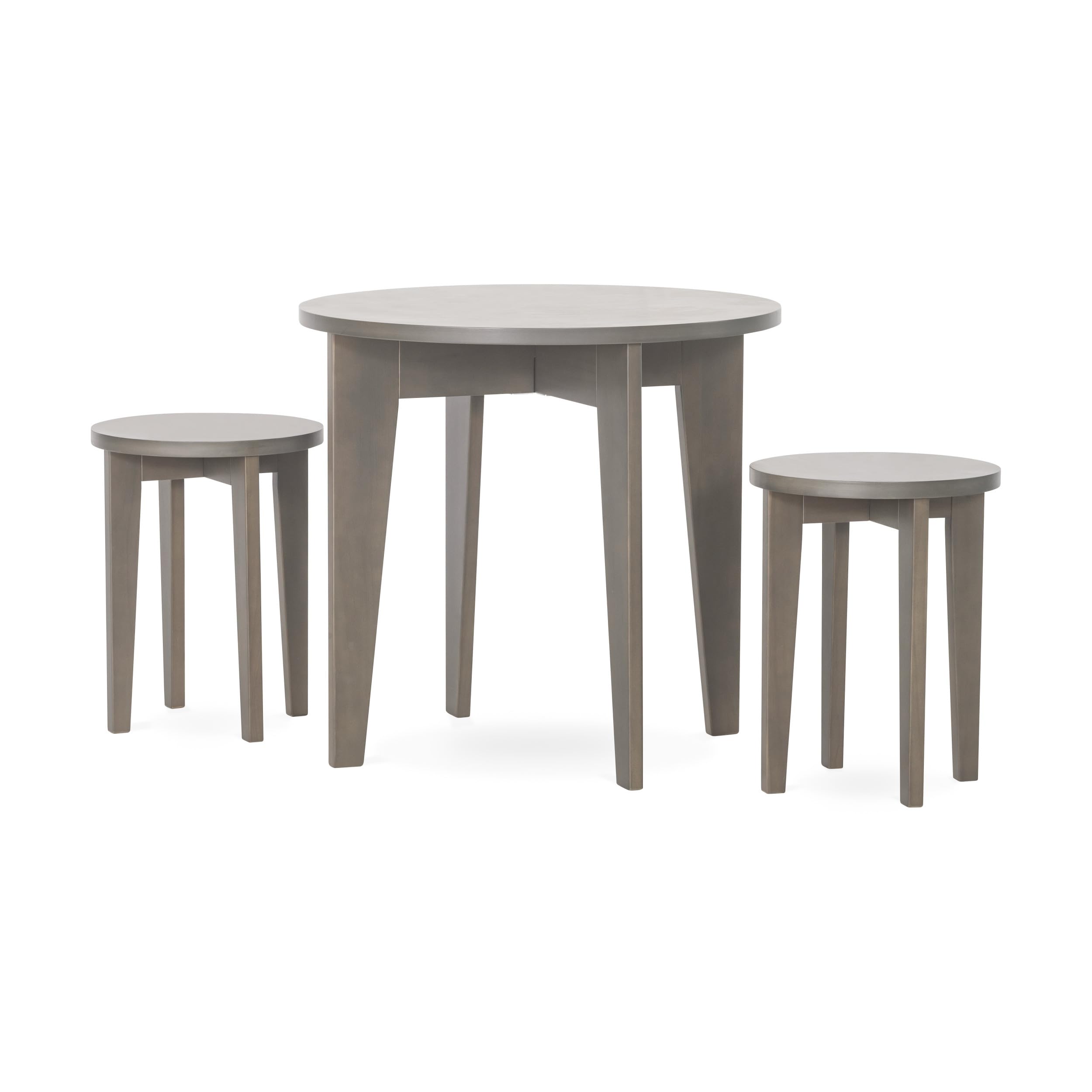 Child Craft Cirque Wooden Kids Table and 2 Chair Set, 3-Piece, Includes Wooden Kids Table with 4 Legs and 2 Modern Chairs, Non-Toxic, Baby Safe Finish (Cool Gray)