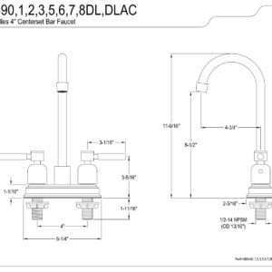 Kingston Brass KB8493DL Concord Bar Faucet, Antique Brass