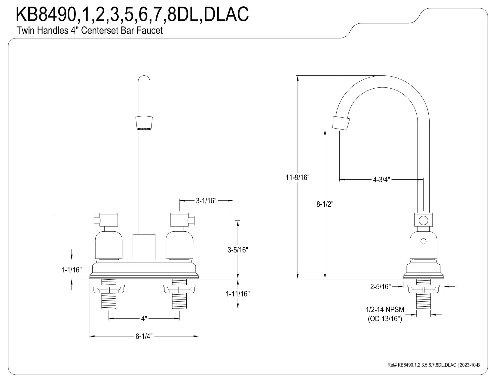 Kingston Brass KB8493DL Concord Bar Faucet, Antique Brass