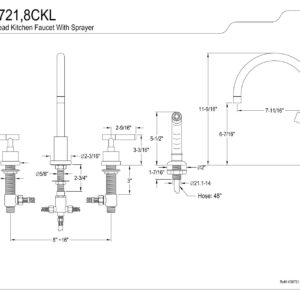 Kingston Brass KS8728CKL Kaiser Widespread Kitchen Faucet with Plastic Sprayer, Brushed Nickel