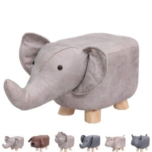 ekuee footstool kids learning stool calf dinosaur stool elephant hippo bench shoes bench stool children cartoon stool solid wood animal stool toy doll?kids (gray elephant)