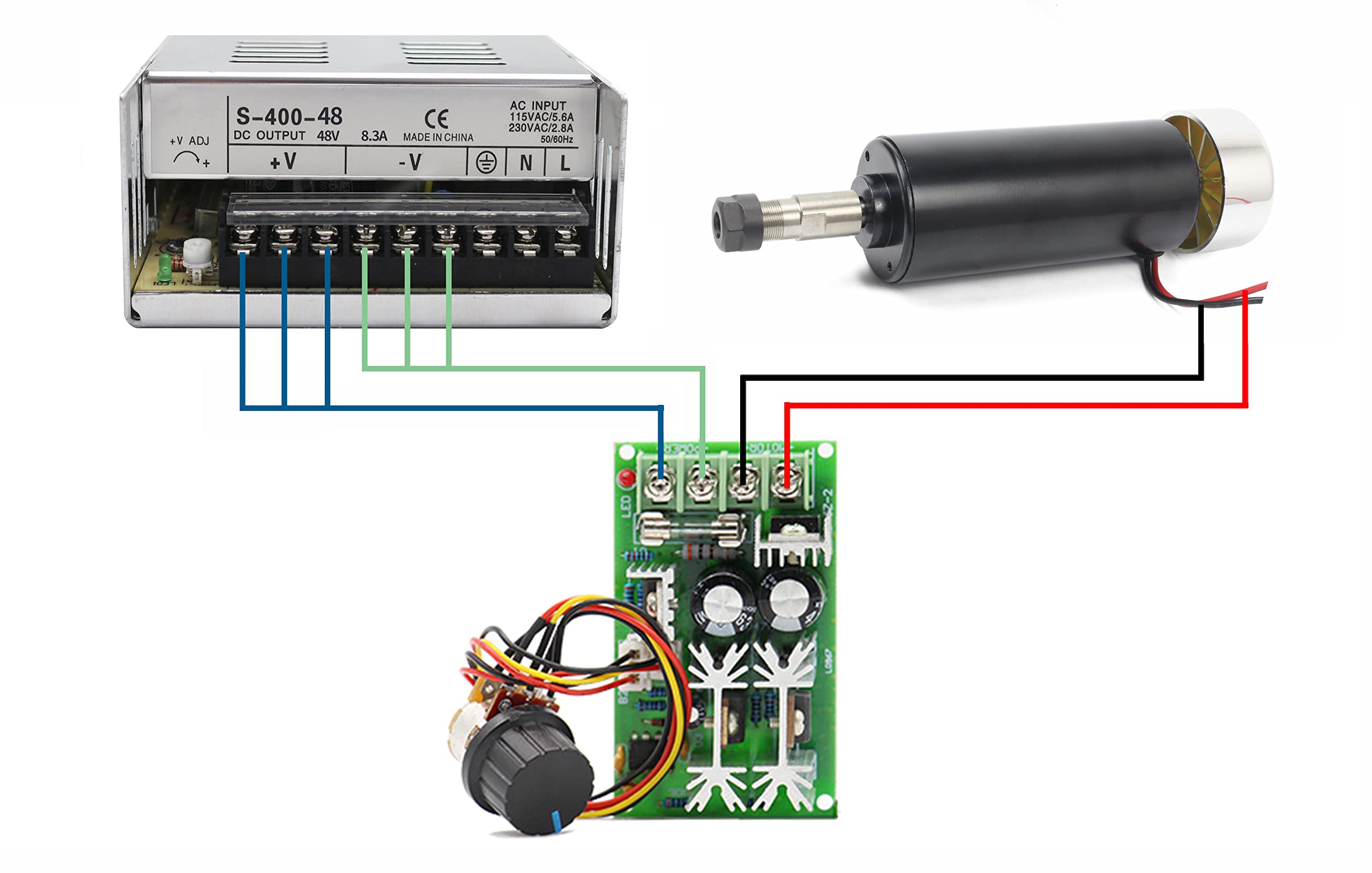 RATTMMOTOR CNC 500W Spindle Motor ER11 500 Watt Air Cooled Spindle Motor 52mm DC 48V 12000RPM 600mN.m for DIY Mini CNC Router Engraver Milling Machine