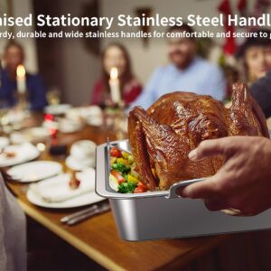 Skyflame Roasting Pan with Rack for Turkey, Stainless Steel Silver Rectangular Barbecue Bakeware Roaster Pan with Nonstick U-Rack for Indoor/Outdoor Oven Cooking