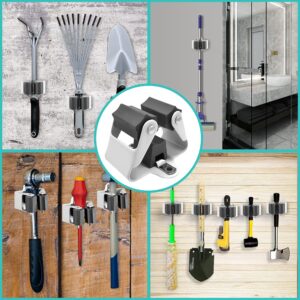 3-H Broom Hanger,Mop Holder Wall Mount 4 Pack, Broom Holder Wall Mount for Hanging and Organizing Shovel,Rake,Brush,Yard Tools in Kitchen,Laundry Room,Bathroom,House(black)