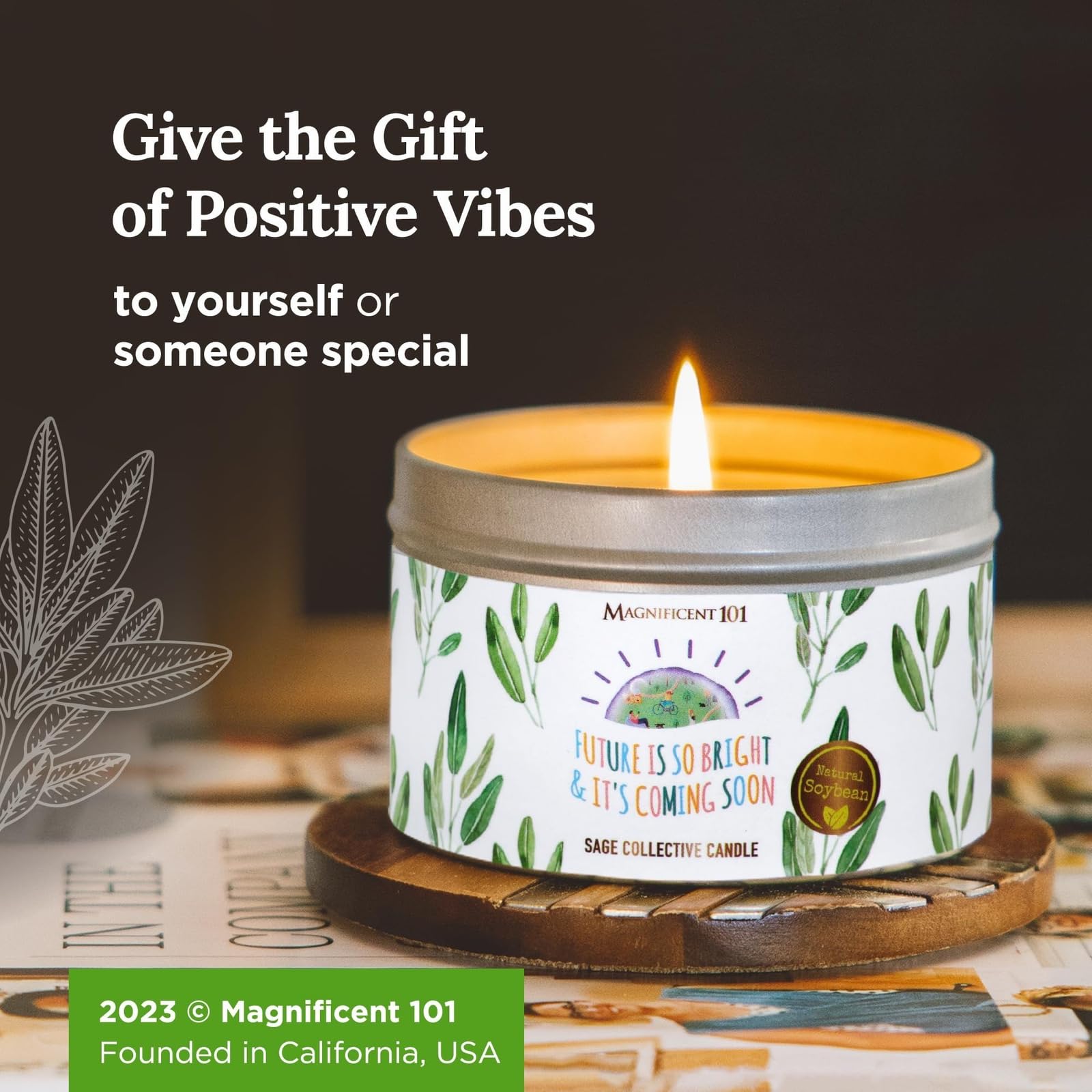 Magnificent 101 Long Lasting Pure White Sage Collective Candle | 6 Oz - 35 Hour Burn | Soy Wax Candle For House Energy Cleansing & Manifestation | Future Is So Bright & It's Coming Soon