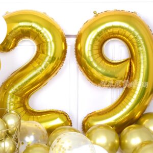 AULE 40 Inch Large 29 Balloon Numbers Gold, Big Foil Number Balloons, Giant Helium Happy 29th Birthday Party Decorations for Man and Women, Huge Mylar 92 Anniversary Party Supplies