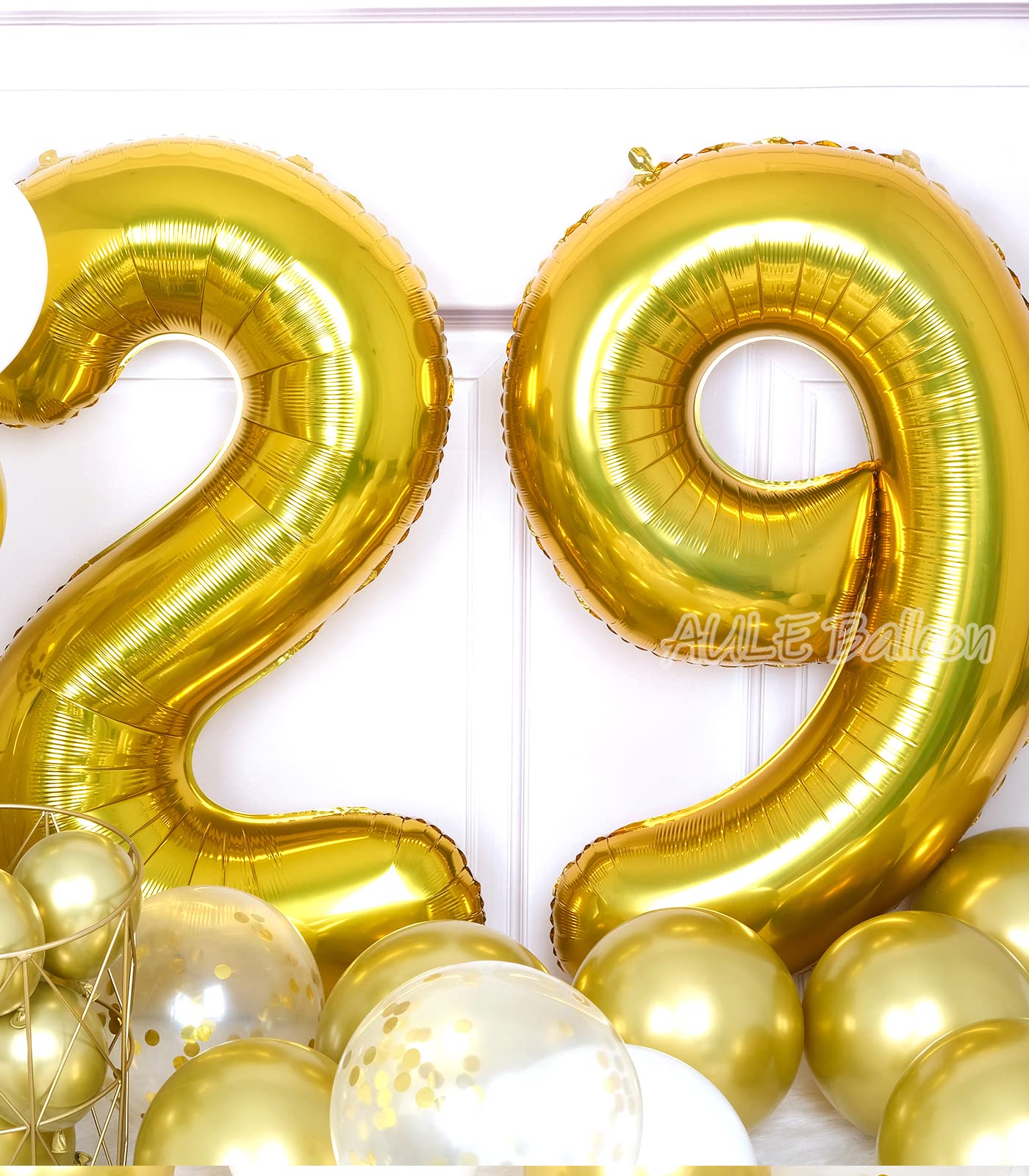 AULE 40 Inch Large 29 Balloon Numbers Gold, Big Foil Number Balloons, Giant Helium Happy 29th Birthday Party Decorations for Man and Women, Huge Mylar 92 Anniversary Party Supplies