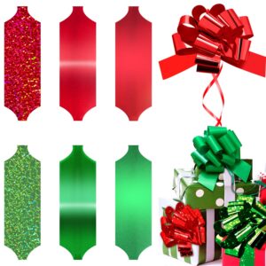 48 Pieces Wide Present Pull Bows Wrap Pull Bows Assorted Pull Bows for Present Wrapping, Christmas, Wedding, Valentine's Day, Present Decoration, 5 inch (Red, Green)