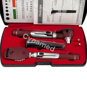 Premium Double Handle Otoscope Set -Otoscope/Great for School -Cynamed (BURGUNDY)