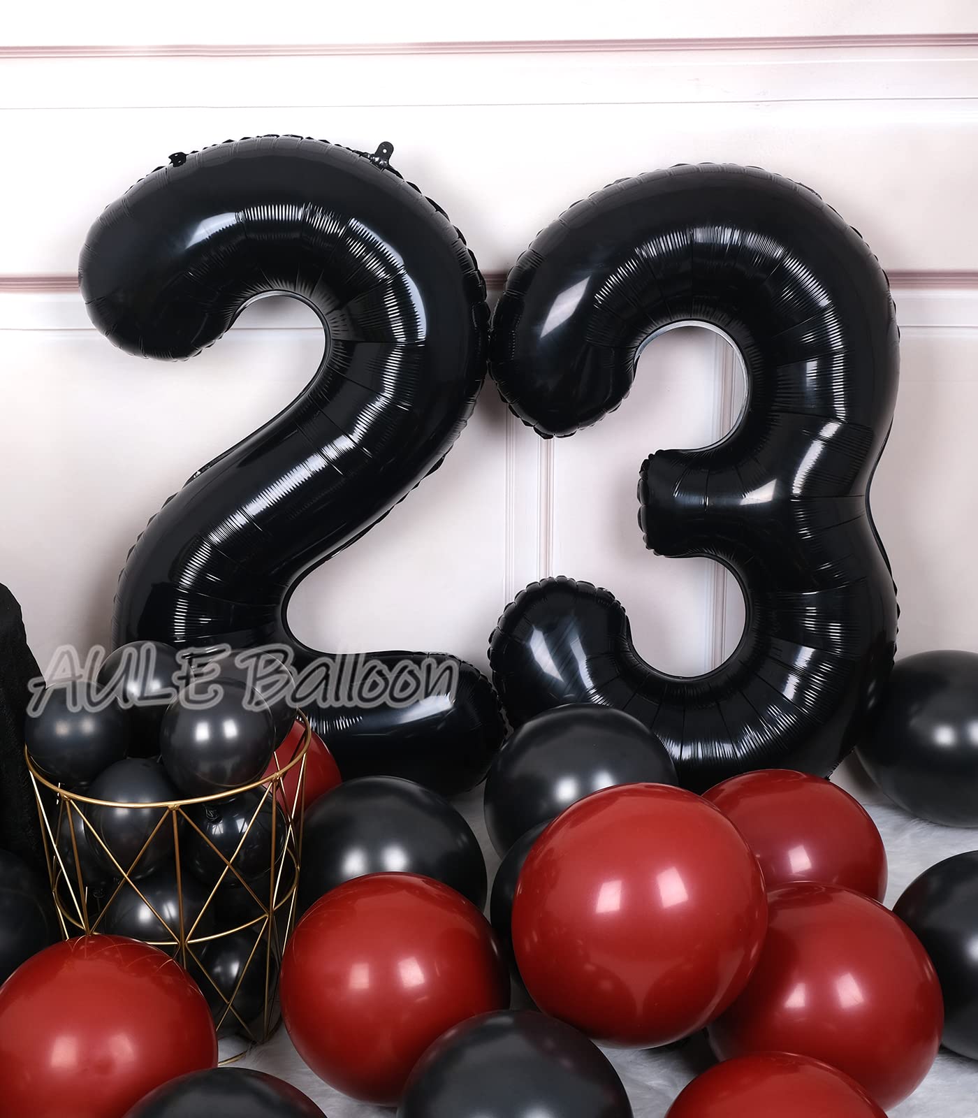 AULE 40 Inch Large 23 Balloon Numbers Black, Big Foil Number Balloons, Giant Helium Happy 23th Birthday Party Decorations for Man and Women, Huge Mylar Anniversary Party Supplies