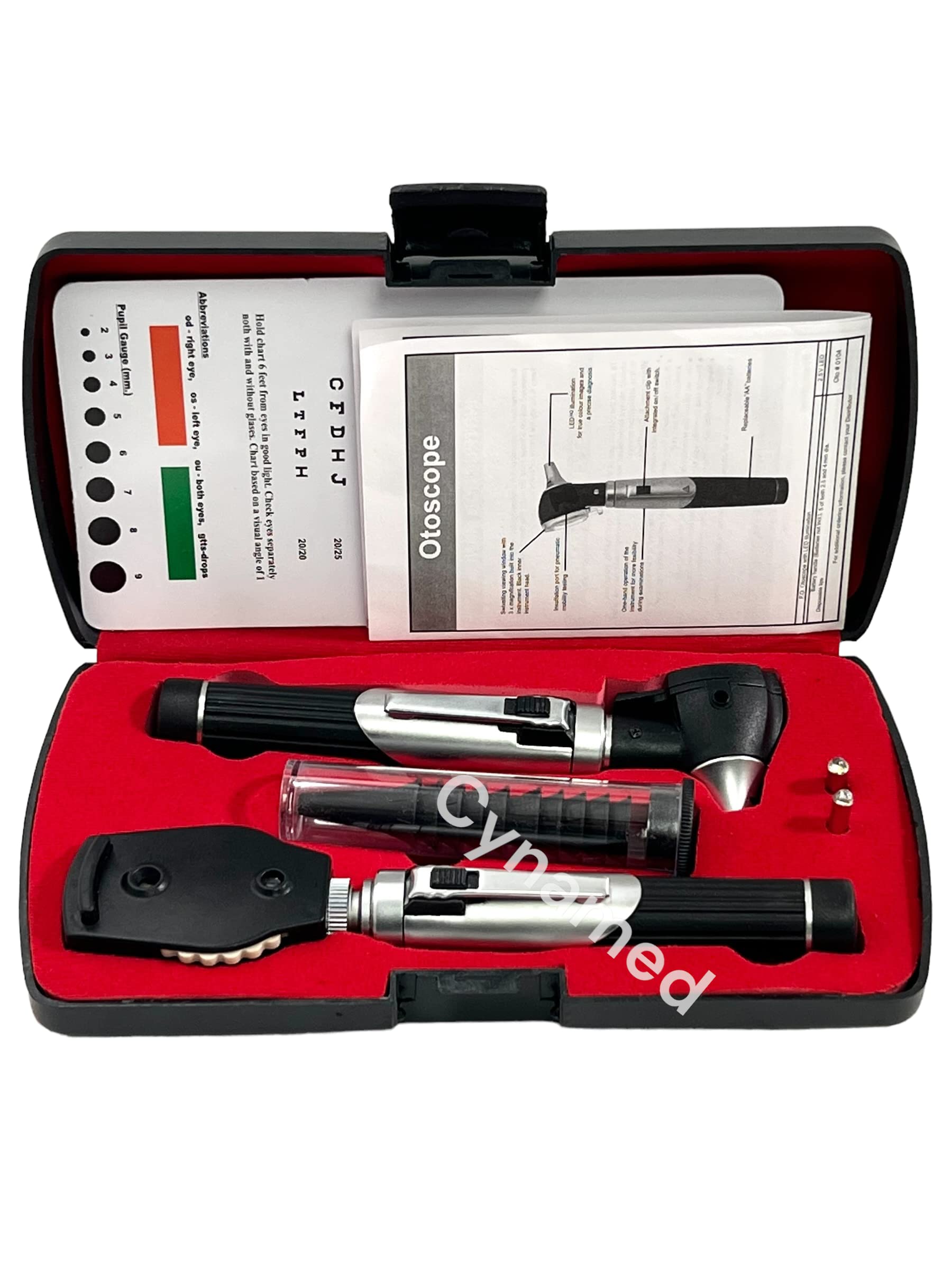 BLACK OTOSCOPE SET -LED Otoscope/School Kit-CYNAMED