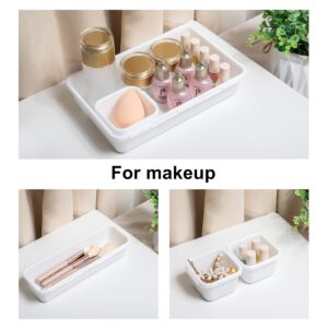 BYCY 18 Pcs White Drawer Organizers Trays Set Drawer Dividers for Kitchen Office Bathroom, Interlocking Bin Pack (18 Pieces)