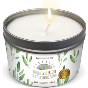 magnificent 101 long lasting pure white sage collective candle | 6 oz - 35 hour burn | soy wax candle for house energy cleansing & manifestation | future is so bright & it's coming soon