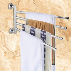 Bathroom Swing Arm Towel Bars 4Arm Wall Mounted Swivel Towel Rack Hanger Holder Stainless Steel Bath Towel Rod Arm for Home Kitchen Bathroom