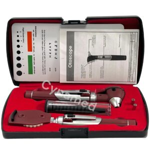 Premium Double Handle Otoscope Set -Otoscope/Great for School -Cynamed (BURGUNDY)