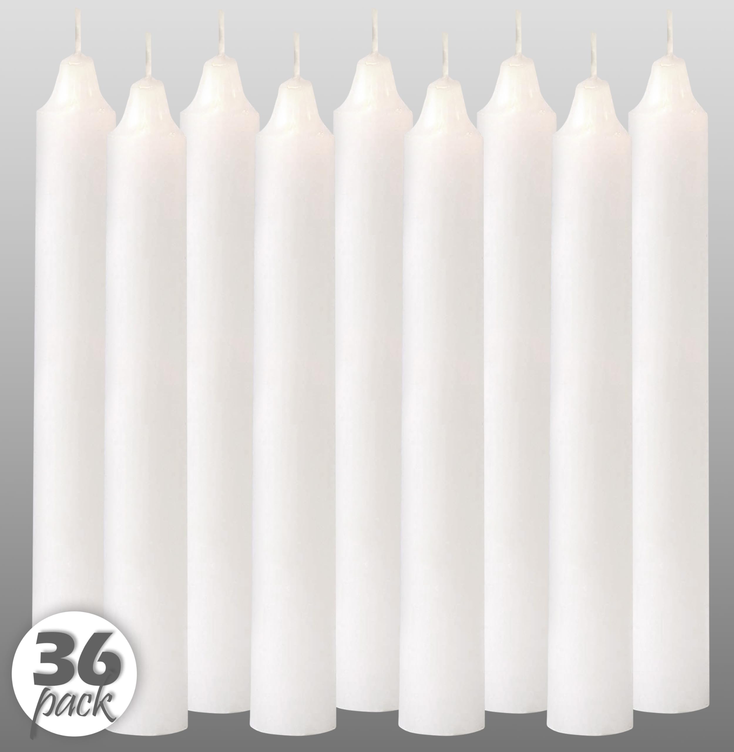 Hyoola Taper Candles - 6 Inch White Dripless, Unscented Dinner Candle - 36 Pack European Made Candles 5 Hour Burn Time