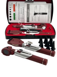 premium double handle otoscope set -otoscope/great for school -cynamed (burgundy)