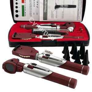 Premium Double Handle Otoscope Set -Otoscope/Great for School -Cynamed (BURGUNDY)