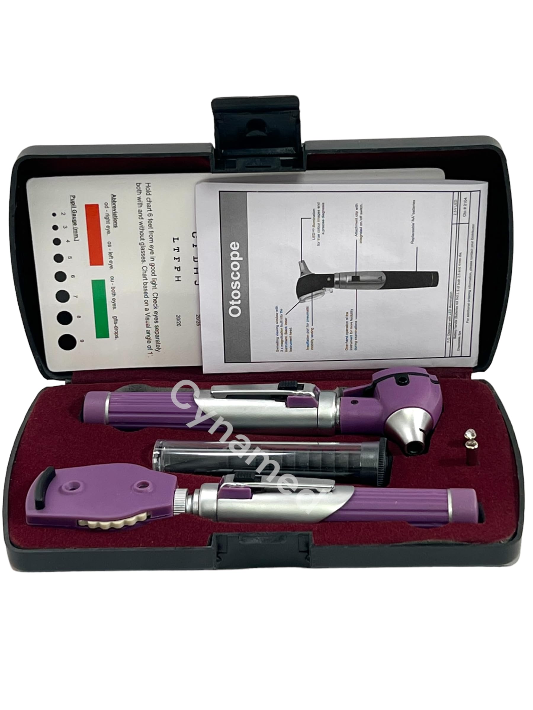 Premium Double Handle Otoscope Set -Otoscope/Great for School -Cynamed (PURPLE)