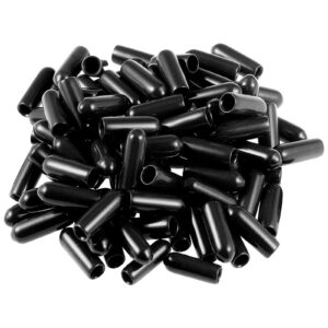 50pcs screw thread protectors 2mm id rubber round end cap cover flexible tube caps tubing tip, 15 mm long (black，inner dia 2mm)