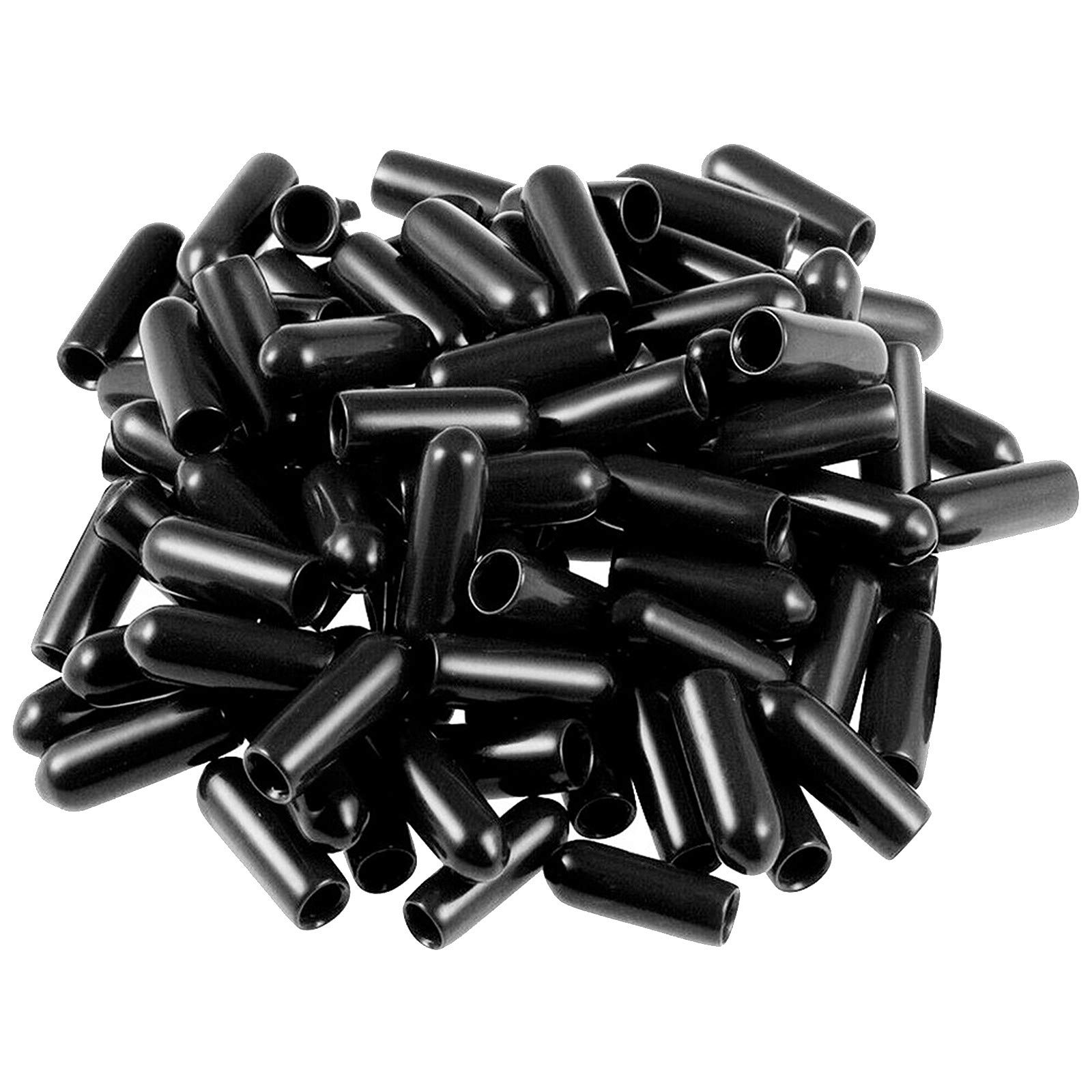 50pcs Screw Thread Protectors 2mm ID Rubber Round End Cap Cover Flexible Tube Caps Tubing Tip, 15 mm Long (Black，Inner Dia 2mm)