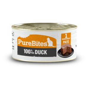 purebites 100% pure duck pate cat treat | 2.5oz can | only 1 ingredient | case of 12