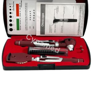 Premium Double Handle Otoscope Set -Otoscope/Great for School -Cynamed (BURGUNDY)