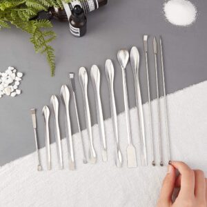 OLYCRAFT 26PCS Stainless Steel Lab Measuring Spatula Set, Micro Lab Scoop/Spoon Mixing Spatula for Gel Cap Filler, Capsule Filler,Laboratory Sampling Equipment