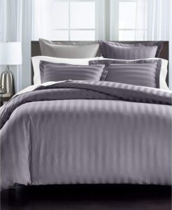 charter club damask stripe 550 thread count supima cotton 3 piece full / queen duvet cover set granite