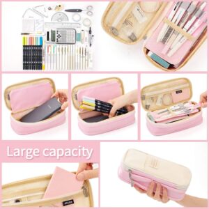 EASTHILL Big Capacity Pencil Pen Case Office College School Large Storage High Capacity Bag Pouch Holder Box Organizer Blue (Pink)