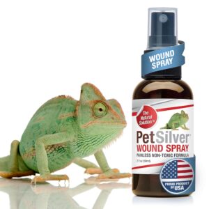 petsilver wound reptile, snake & lizard formula with chelated silver - made in usa - vet formulated - natural pain free formula - relief support for skin issues, sores, scale rot 2 fl oz